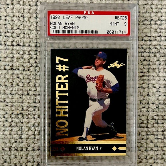 Toys | Psa Mint 9 Nolan Ryan 1992 Leaf Promo Gold Moments Bc25 | Poshmark